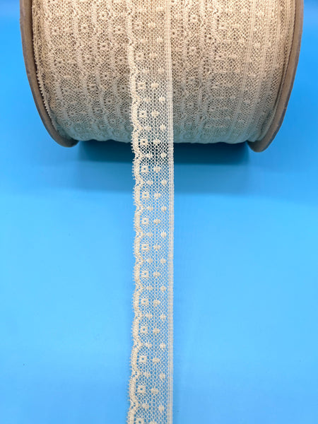 Dark Natural 100% Cotton 1" Vintage Lever Lace - 10 Yards - Trimplace LLC