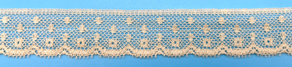 Dark Natural 100% Cotton 1" Vintage Lever Lace - 10 Yards - Trimplace LLC