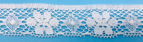 Off White 1-1/4" Vintage 100% Cotton Lever Lace - 8 Yards - Trimplace LLC